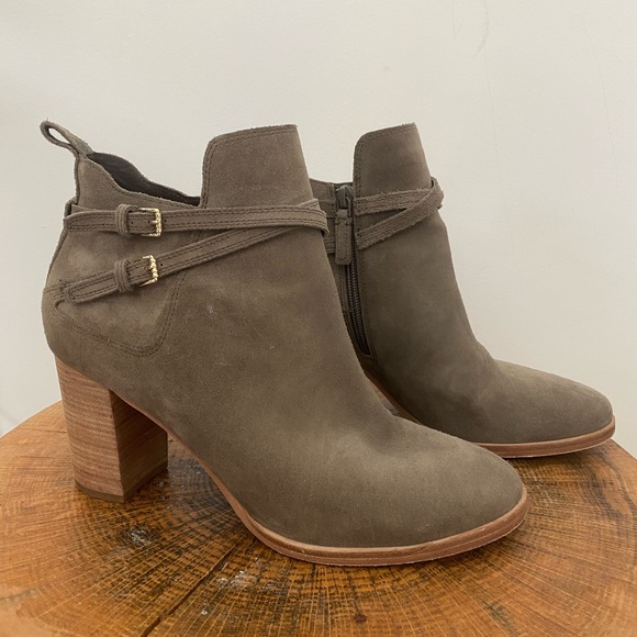 Cole Haan | Shoes | Cole Haan Grand Os Grey Suede Block Heal Zipper ...